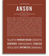 Anson Personalized Name Meaning Art Prints – Name Stories