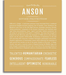 Anson Personalized Name Meaning Art Prints – Name Stories