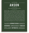 Anson Personalized Name Meaning Art Prints – Name Stories