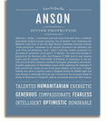 Anson Personalized Name Meaning Art Prints – Name Stories