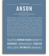 Anson Personalized Name Meaning Art Prints – Name Stories