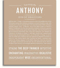 Anthony Personalized Name Meaning Art Prints – Name Stories