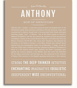 Anthony Personalized Name Meaning Art Prints – Name Stories