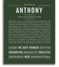 Anthony Personalized Name Meaning Art Prints – Name Stories