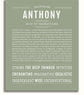 Anthony Personalized Name Meaning Art Prints – Name Stories