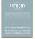 Anthony Personalized Name Meaning Art Prints – Name Stories