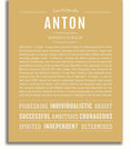 Anton Personalized Name Meaning Art Prints – Name Stories