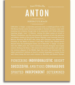 Anton Personalized Name Meaning Art Prints – Name Stories
