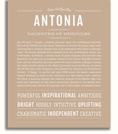 Antonia Personalized Name Meaning Art Prints – Name Stories