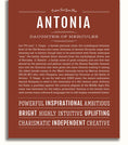 Antonia Personalized Name Meaning Art Prints – Name Stories