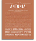 Antonia Personalized Name Meaning Art Prints – Name Stories
