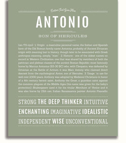 Antonio Personalized Name Meaning Art Prints – Name Stories