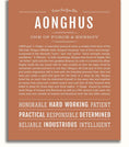 Aonghus Personalized Name Meaning Art Prints – Name Stories
