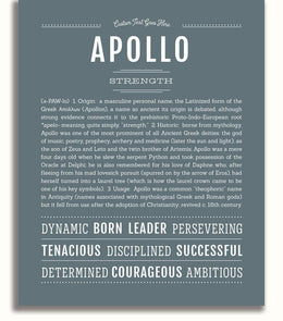Apollo Personalized Name Meaning Art Prints – Name Stories
