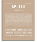 Apollo Personalized Name Meaning Art Prints – Name Stories
