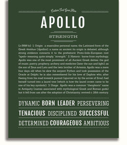 Apollo Personalized Name Meaning Art Prints – Name Stories