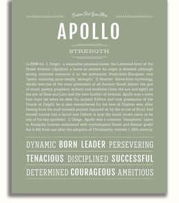 Apollo Personalized Name Meaning Art Prints – Name Stories