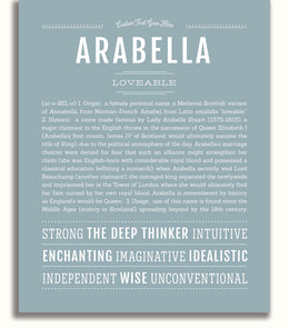Arabella Personalized Name Meaning Art Prints – Name Stories