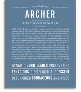 Archer Personalized Name Meaning Art Prints – Name Stories