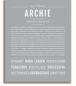 Archie Personalized Name Meaning Art Prints – Name Stories