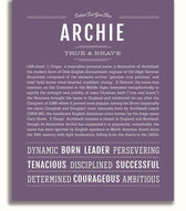 Archie Personalized Name Meaning Art Prints – Name Stories