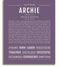 Archie Personalized Name Meaning Art Prints – Name Stories