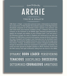 Archie Personalized Name Meaning Art Prints – Name Stories
