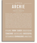 Archie Personalized Name Meaning Art Prints – Name Stories