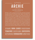 Archie Personalized Name Meaning Art Prints – Name Stories