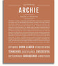 Archie Personalized Name Meaning Art Prints – Name Stories
