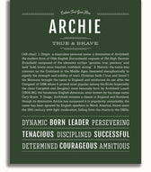 Archie Personalized Name Meaning Art Prints – Name Stories