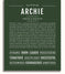 Archie Personalized Name Meaning Art Prints – Name Stories