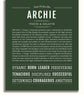 Archie | Name Art Print - Personalized Custom Gifts – Name Stories