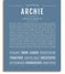 Archie Personalized Name Meaning Art Prints – Name Stories