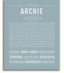 Archie Personalized Name Meaning Art Prints – Name Stories