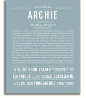 Archie Personalized Name Meaning Art Prints – Name Stories