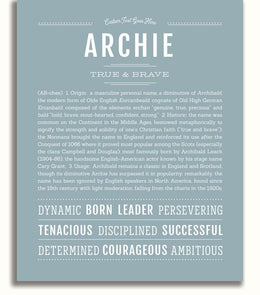 Archie Personalized Name Meaning Art Prints – Name Stories