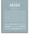 Archie Personalized Name Meaning Art Prints – Name Stories