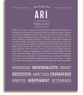 Ari Personalized Name Meaning Art Prints – Name Stories