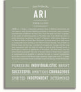 Ari Personalized Name Meaning Art Prints – Name Stories