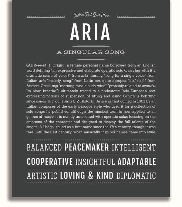 Aria | Name Art Print - Personalized Custom Gifts – Name Stories
