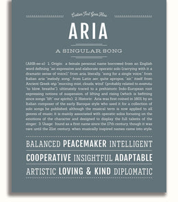 Aria Personalized Name Meaning Art Prints – Name Stories