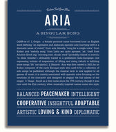 Aria Personalized Name Meaning Art Prints – Name Stories