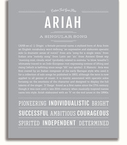 Ariah (female) | Name Art Print – Name Stories