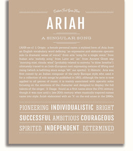 Ariah (female) | Name Art Print – Name Stories