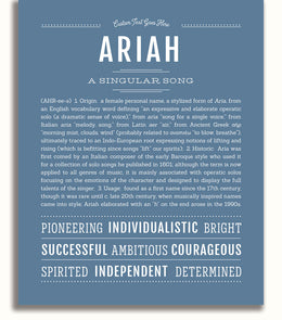 Ariah Personalized Name Meaning Art Prints – Name Stories