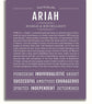 Ariah Personalized Name Meaning Art Prints – Name Stories