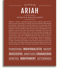 Ariah Personalized Name Meaning Art Prints – Name Stories