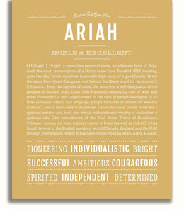 Ariah (male) | Name Art Print – Name Stories