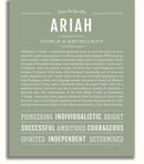 Ariah Personalized Name Meaning Art Prints – Name Stories